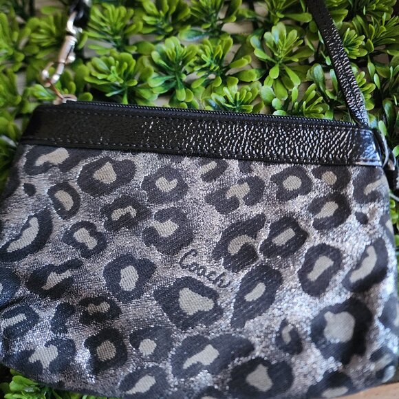 Coach | Bags | Coach Ocelot Metallic Silver Black Wristlet | Poshmark